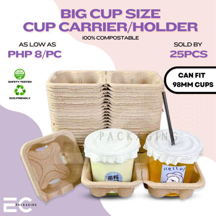 EC Big Size 2 Cup Holder Tray Cup Holder Take Out Tray Cup Carrier 100% ...
