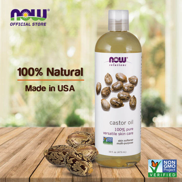 NOW FOODS Solutions, Castor Oil, 100% Pure Versatile Skin Care, Multi ...