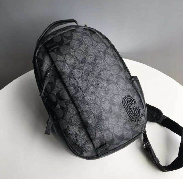 Coach Edge Pack Men's Crossbody Slant Bag 89909 In Charcoal Signature ...