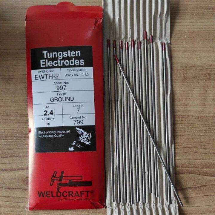 WELDCRAFT Tungsten 2.4 mm jarum argon jarum las argon stainless 2.4mm ...