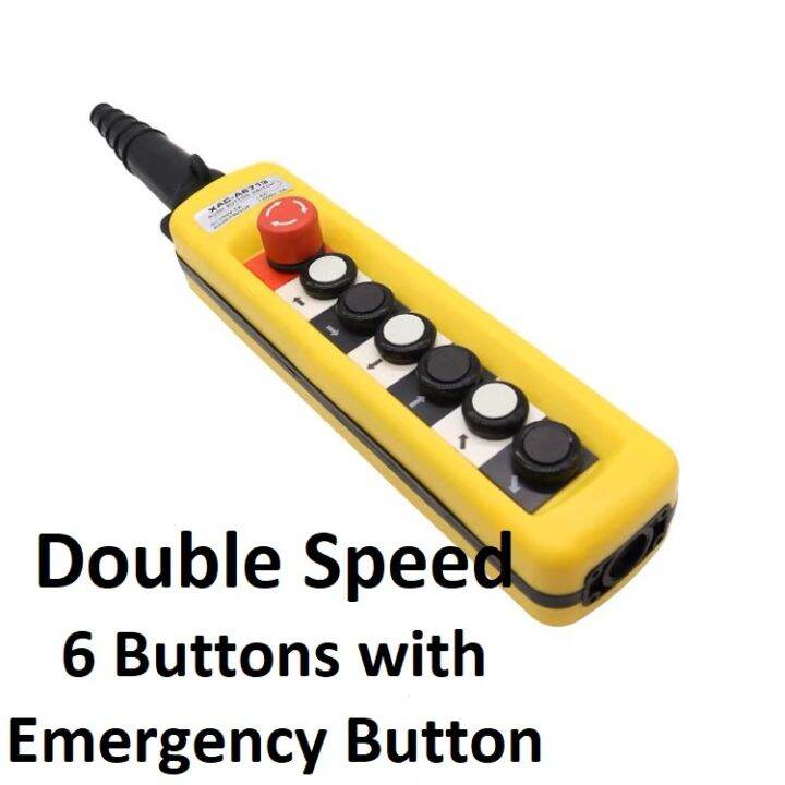 6 Buttons Double Speed - Cranes / Hoist Pendant Control Push Button Switches with Emergency ...