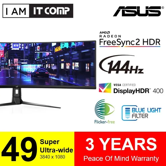 ASUS 49 Inch ROG Strix XG49VQ Wide 32:9 (3840 x 1080) , 144Hz ...