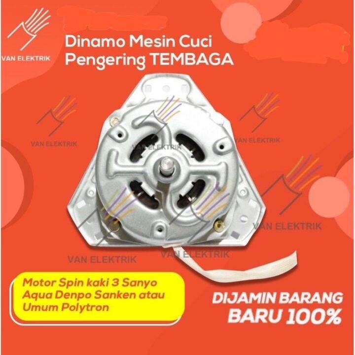 Dinamo Mesin Cuci Pengering Motor Spin kaki 3 Sanyo Aqua Denpo Sanken ...