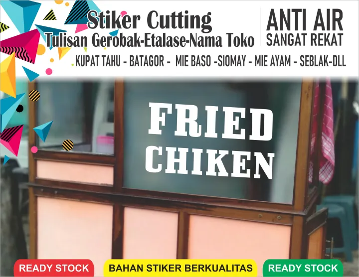 STIKER GEROBAK TULISAN FRIED CHIKEN/NAMA TOKO/NAMA USAHA | Lazada Indonesia