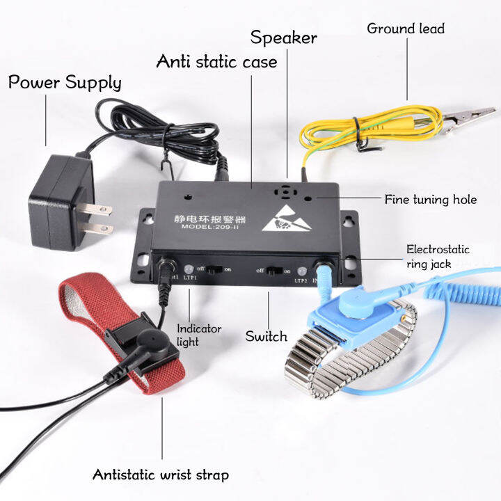 Wrist Strap Tester, Indicator Light Stable Perfomance Antistatic Wrist ...