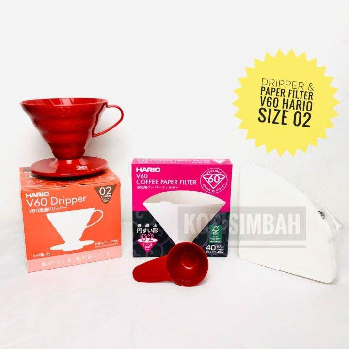 Paket V60 HARIO Coffee Dripper & Paper Filter Isi 40 Lembar Alat Seduh Pembuat Kopi V 60 Pour ...