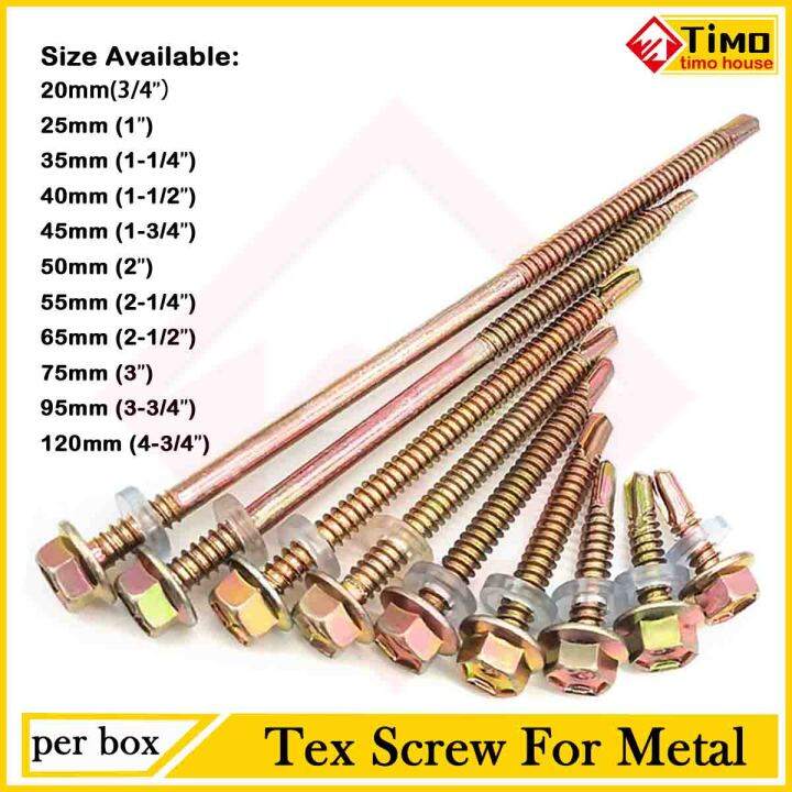 (per box) Tex Screw for metal 1,1-1/2, 2, 2-1/2,3,4,5inch Texscrew Text Screw for roofing ...
