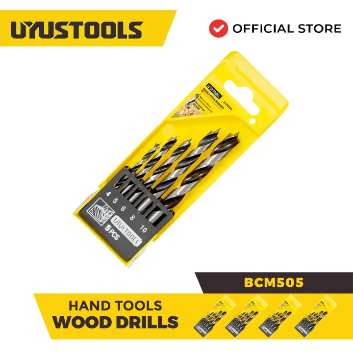 UYUSTOOLS BCM505 5Pcs Wood Drill Set - Metric 4, 5, 6, 8, 10MM Carbon ...
