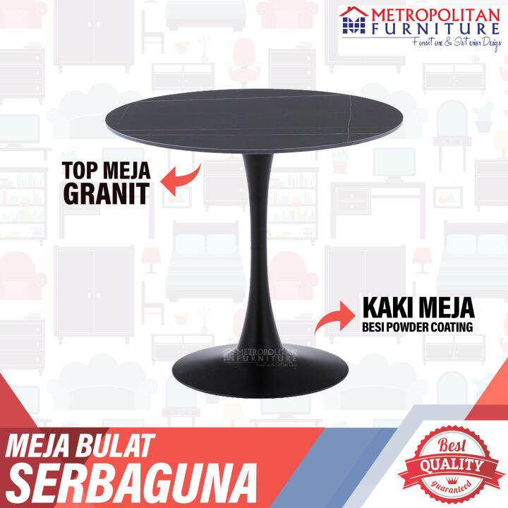 Meja Makan Bulat Granit Mee Do Minimalis Round Dining Table | Lazada ...