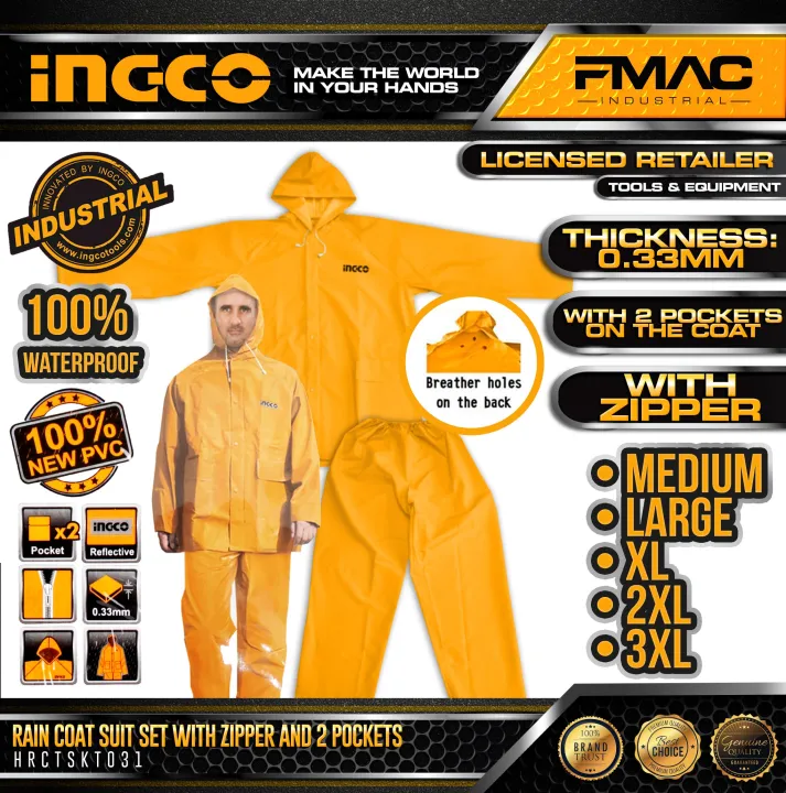 HOT★INGCO Industrial Rain Suit Set Rain Coat Jacket and Pants with ...