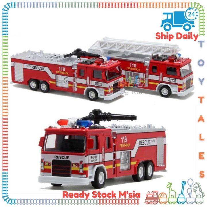 1:32 Large Alloy Die Cast Fire Engine with Sound and Light Child Fire ...