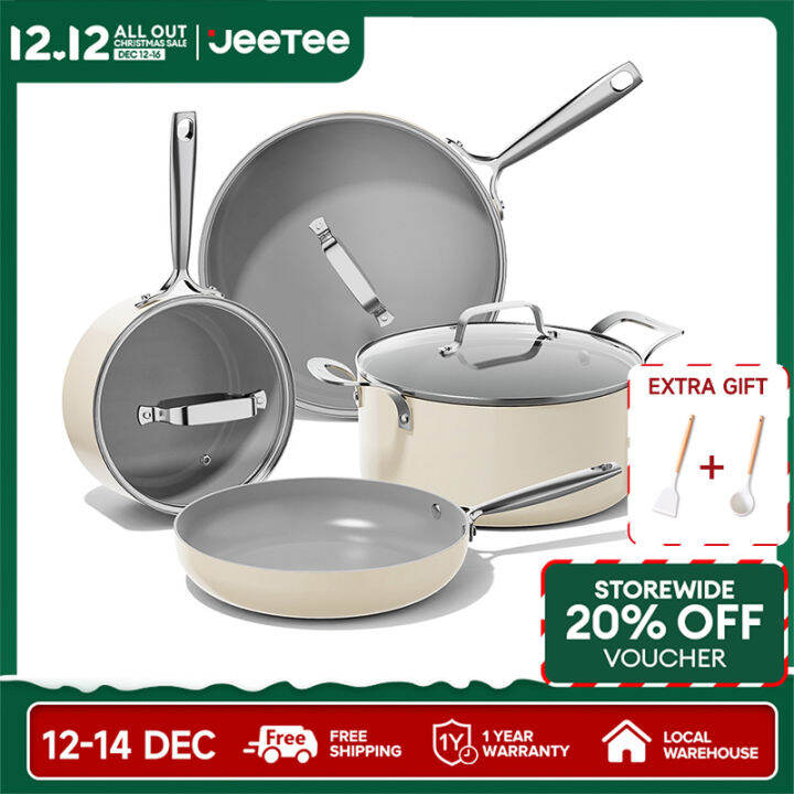 【New Arrival】JEETEE 4 PCS Ceramic Non-Stick Cookware Set Kitchen Wares ...