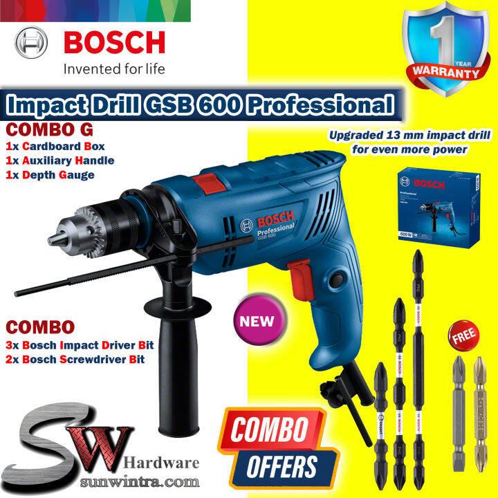COMBO BOSCH GSB600 IMPACT DRILL / DRIVER PROFESSIONAL with IMPACT ...