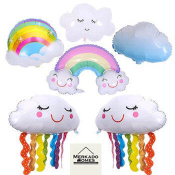 Rainbow Cloud Sun Balloons Sky Colorful Birthday Party Decoration Ideas ...
