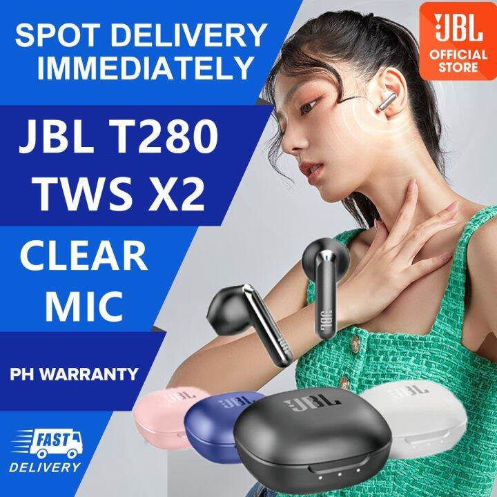 JBL T280TWS X2 True Bluetooth Headphones Stereo Music Gaming Sports Earbud Bass Sound With Mic ...