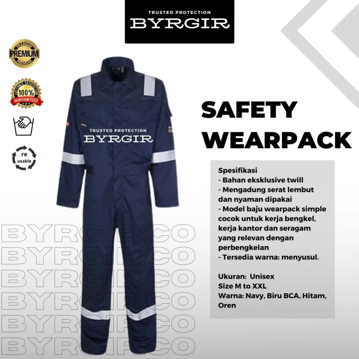 BYRGIR Safety Wearpack Baju Kerja Bengkel Seragam Coverall Proyek ...