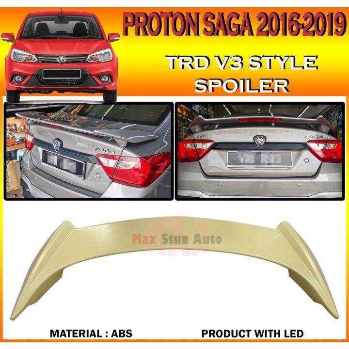 PROTON SAGA VVT SAGA 2016-2019 TRD V3 STYLE REAR TRUNK SPOILER WITH LED ...