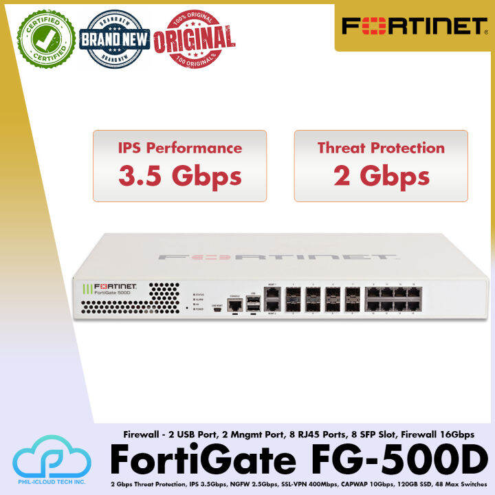Fortinet FortiGate FG-500D Firewall - 2 USB Port, 2 Mngmt Port, 8 RJ45 ...