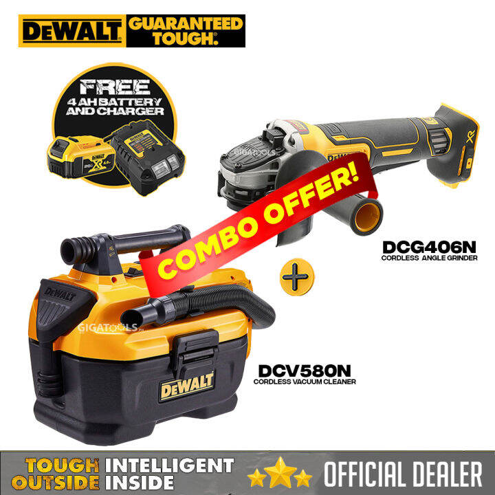 DeWalt DCV580N + DCG406N Combo Brushless Cordless Vacuum Cleaner & Angle Grinder 20V MAX Li-Ion ...