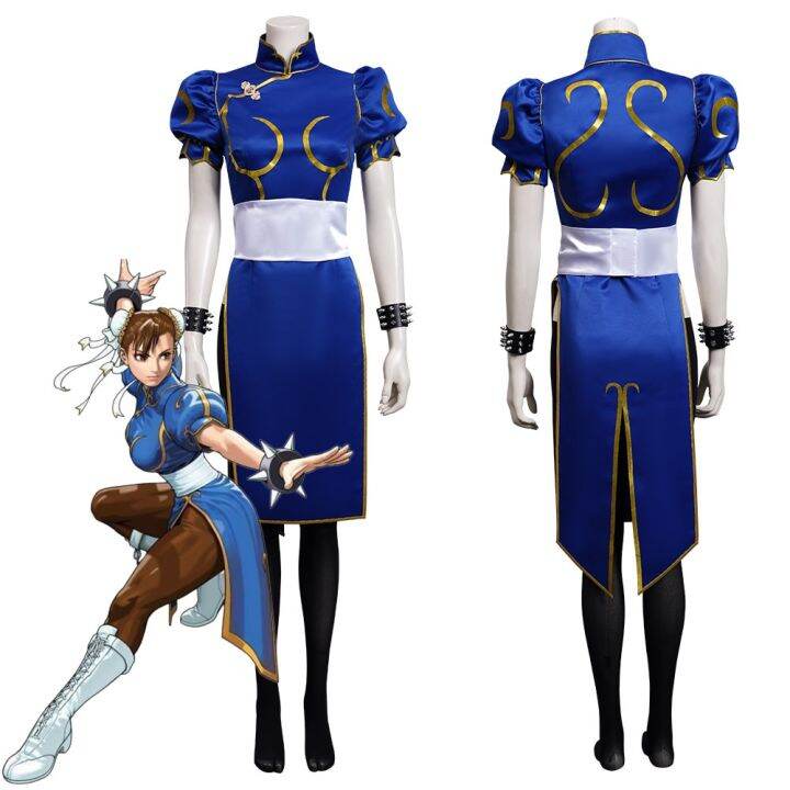 Chun Li ชุดคอสเพลย์ชุดคอสเพลย์อนิเมะเครื่องแต่งกายผู้หญิงชุดเล่นตาม ...