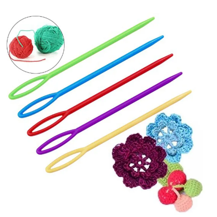 NIHAI 100 Pieces Plastic Darning Threading Weaving Sewing Needles for ...