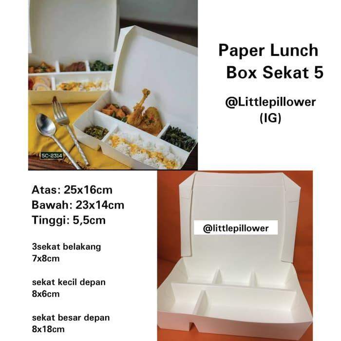 (Isi 50pcs) Paper lunch box sekat 5/take away box/box bento/paper box ...