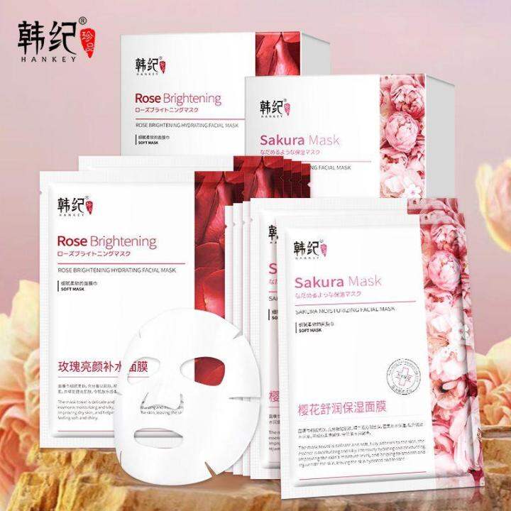 HANKEY Rose Brightening & Sakura Moisturizing Facial Mask韩纪玫瑰亮颜 ...