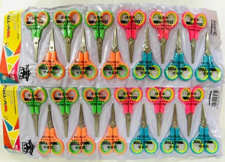 Promo 12 Pcs - Gunting Warna V-Tro Renceng Gunting Serbaguna Scissor ...