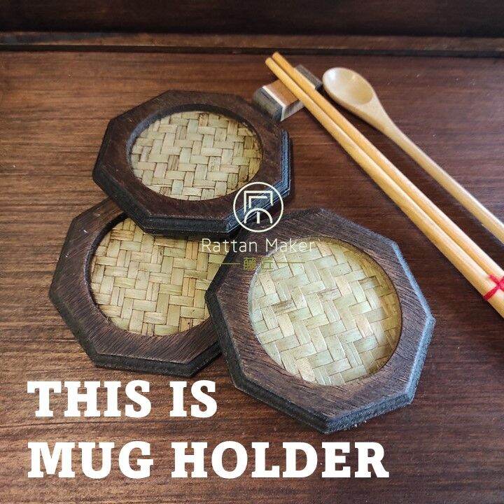 Alas Cawan Kayu Segi Enam / Lapik Cawan Kayu / Hexagon Cup Holder ...