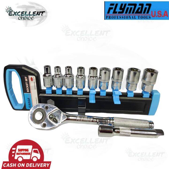 Flyman Ratchet Type 11pcs Torx Star Socket Sets 1/2 DR. E10 To E22 | Lazada PH