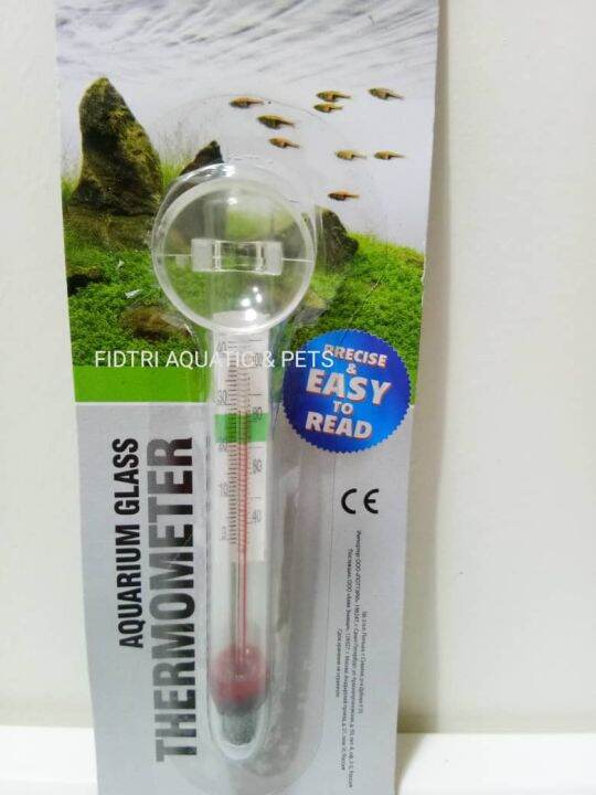 Small Fish Aquarium Thermometer With Suction Cup Suhu Tank READY STOCK ...