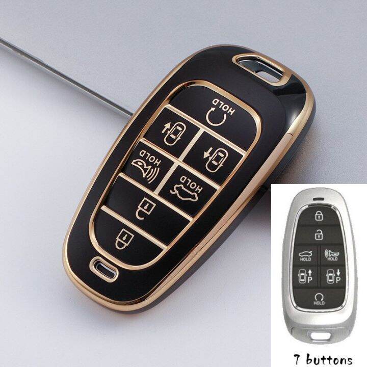 Soft TPU 7 Buttons Car Key Cover Case For 2020 2021 Hyundai Sonata Nexo ...