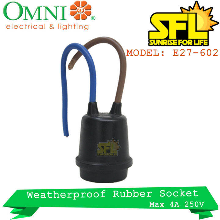 Omni Weatherproof Rubber Socket High Quality E27-602 with 2 Wires Heavy ...