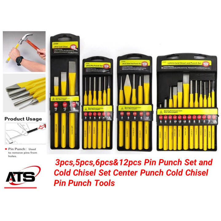 3pcs,5pcs,6pcs&12pcs Pin Punch Set and Cold Chisel Set Center Punch ...
