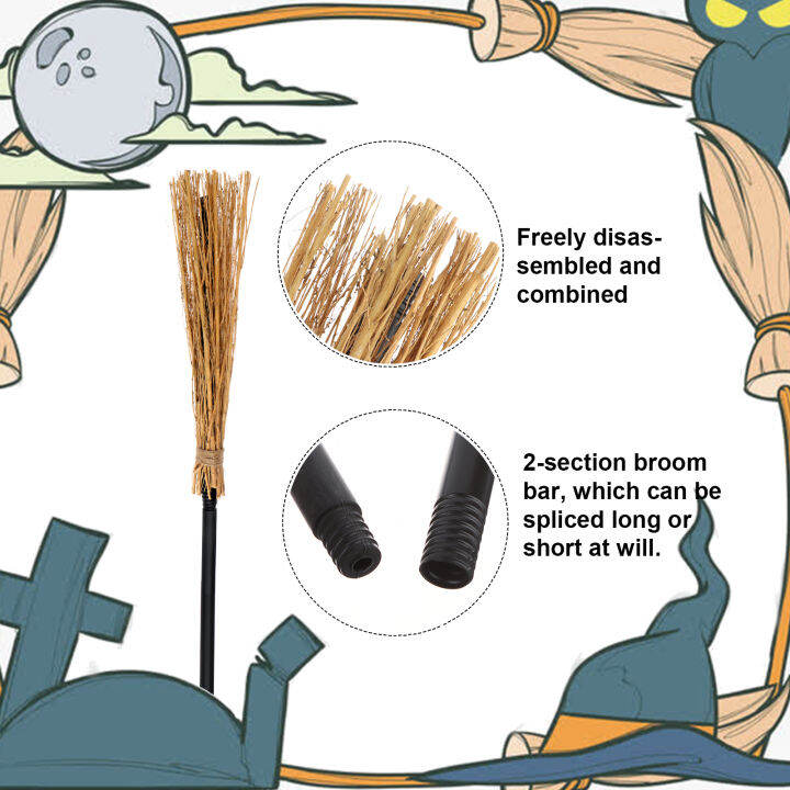 cheng💕Masquerade💕 Halloween Witch Broom Realistic Kids Witch Broomstick ...