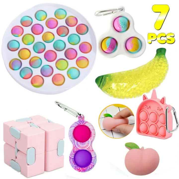 Kids Games 7Pack Sensory Simple Dimple Fidget Toys Set Stress Relief ...