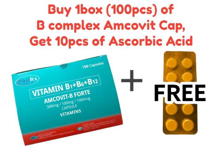 AMCOVIT-B FORTE (B Complex) Capsule by 100 w/ "FREE" ASCORBIC ACID ...