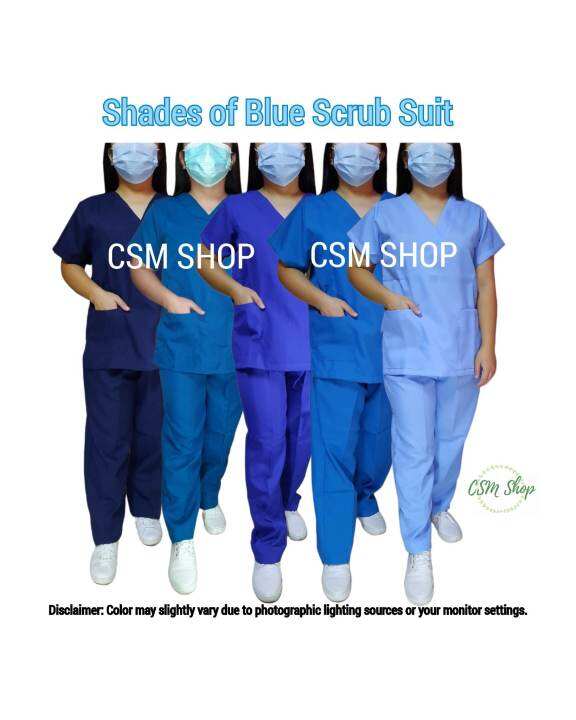 Shades of Blue Color Family - Plain Scrub Suit Set (Katrina Fabric ...