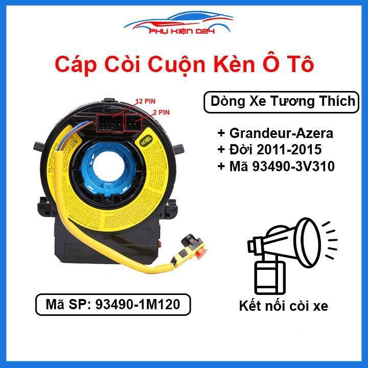 Cáp còi, cuộn điện còi cho xe Hyundai Grandeur-Azera 2011-2015 Mã 93490 ...