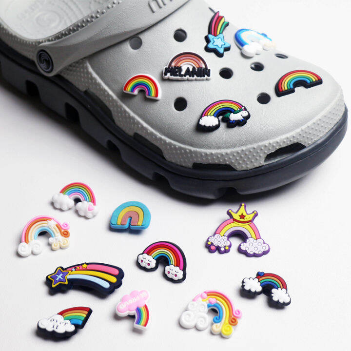rainbow Style Crocs Jibbitz Decorative Shoe Charms Fashion Buckle DIY ...
