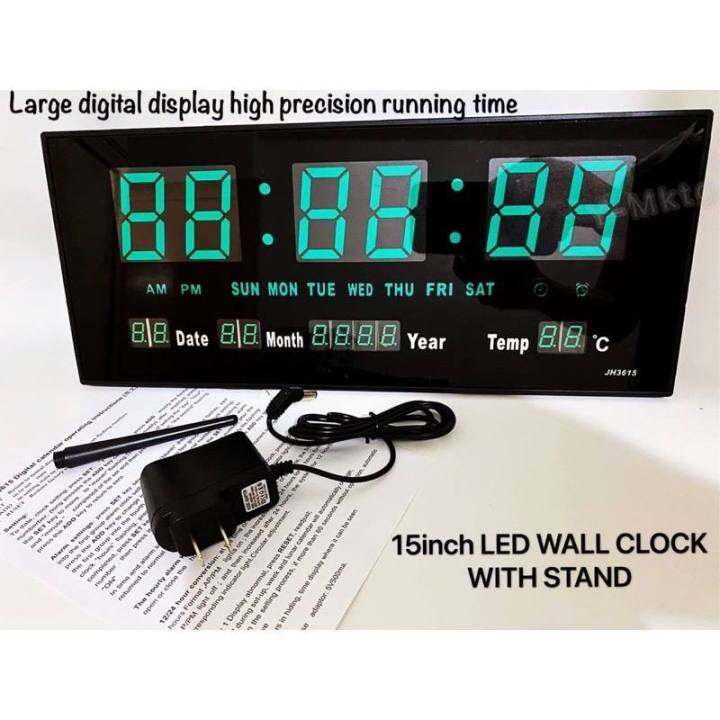 (JH3615) LED Digital Calendar Clock Wall-Hang & Stand With Alarm(Clear ...