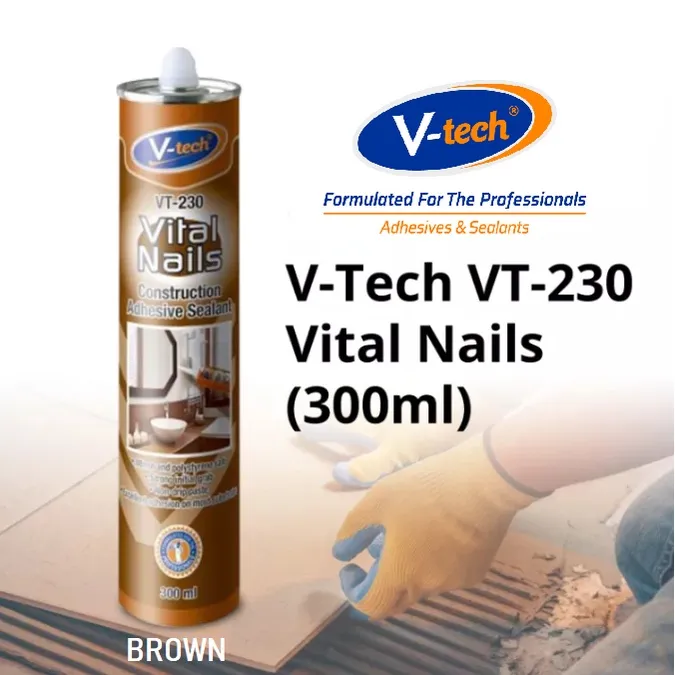 VT-230 Vital Nails Sealant - Silicone wood/ tile Wainscoting, X Bond, Max Bond, bonding mirror ...