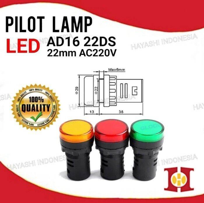 Pilot Lamp AD16 22mm AC220V LED Lampu Indikator-5 PC | Lazada Indonesia