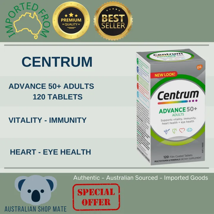 Centrum Advance 50+ Adults, 120 Tablets, Vitality, Immunity - Heart ...