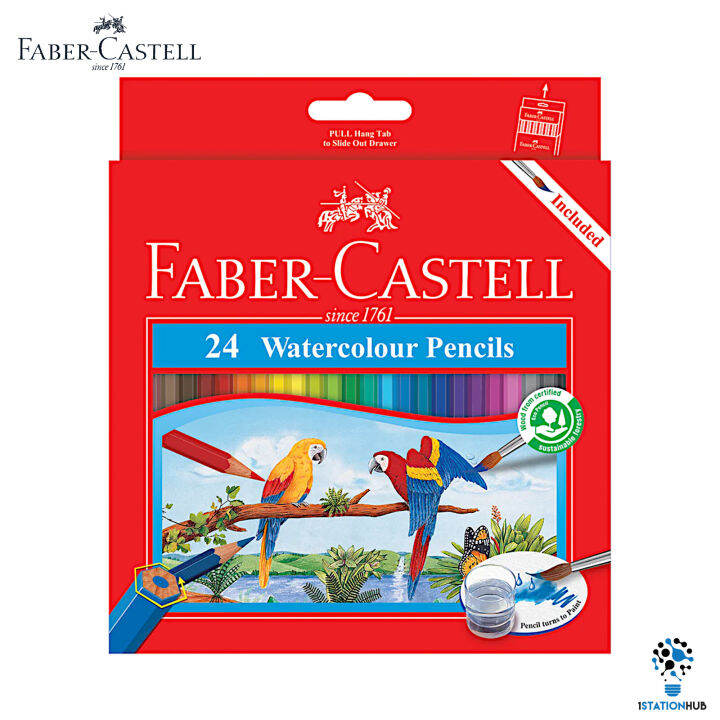 Faber Castell Watercolour Pencils - 24 Colours | Arts Craft Colouring ...