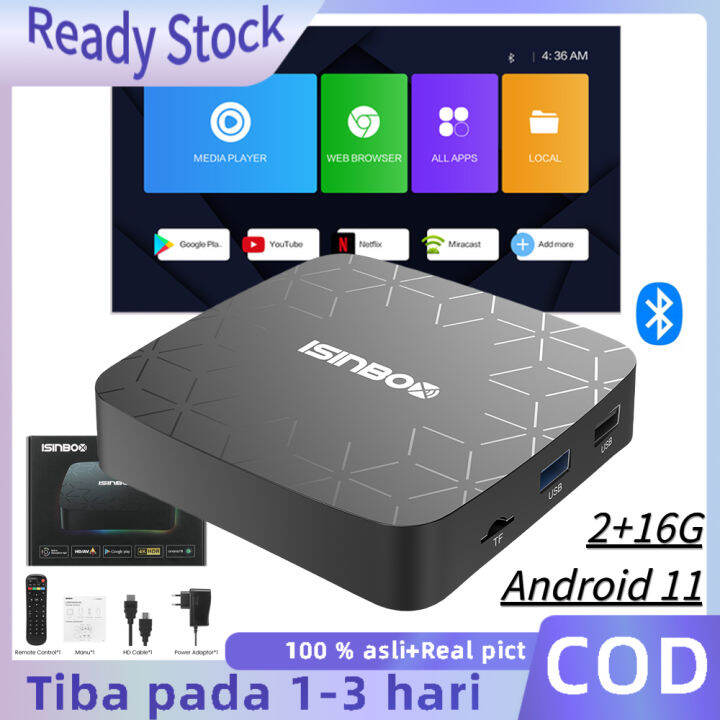 iSinbox G18X4 Tv Box android wifi 4K STB Media Player 2GB RAM 16GB ROM Tv Box digital untuk tv ...