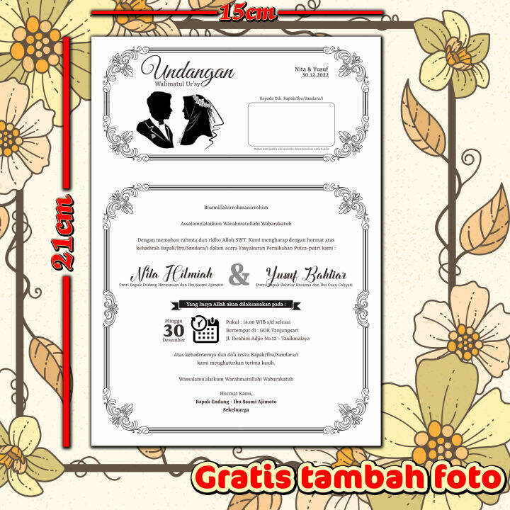 isi 50 pcs Undangan Walimahan, Undangan Walimatul Ursy, Undangan ...