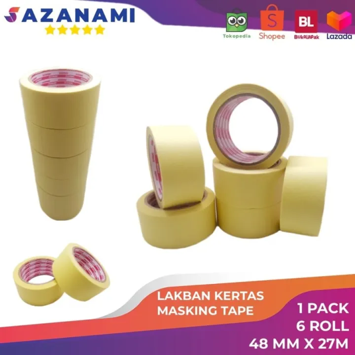 Lakban Kertas Masking Tape 2" 48mm x 27m Sazanami Tape isolasi kertas ...