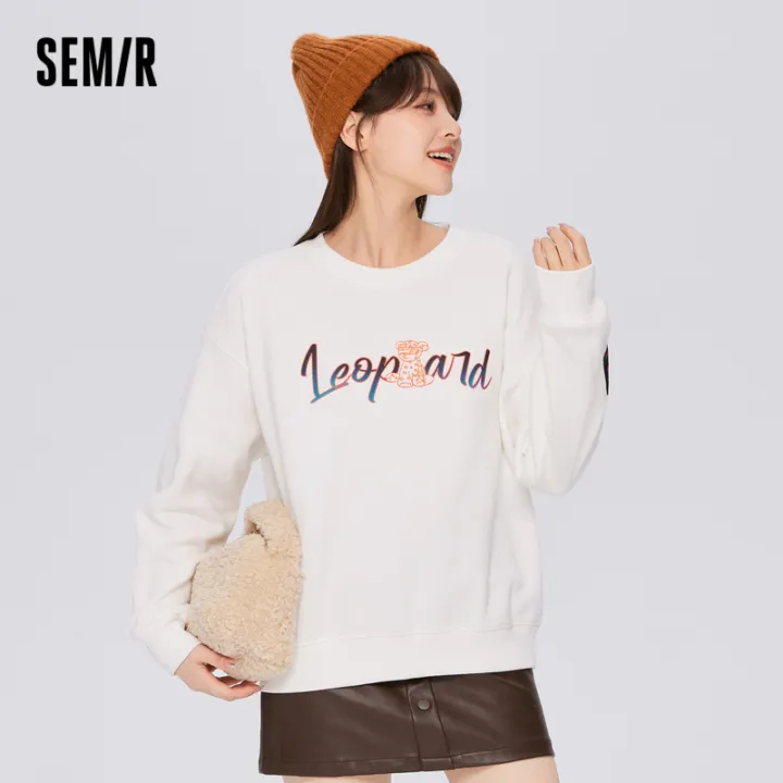 Semir ผู้หญิงขนแกะปักเสื้อบุคลิกภาพ2022ฤดูหนาวใหม่หลวมจดหมายเสื้อสวมหัวสตรีแนวโน้ม H Oodies ...