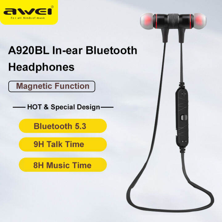 Awei A920BL Wireless Bluetooth Earbuds In-Ear Headphones Neck Wireless ...